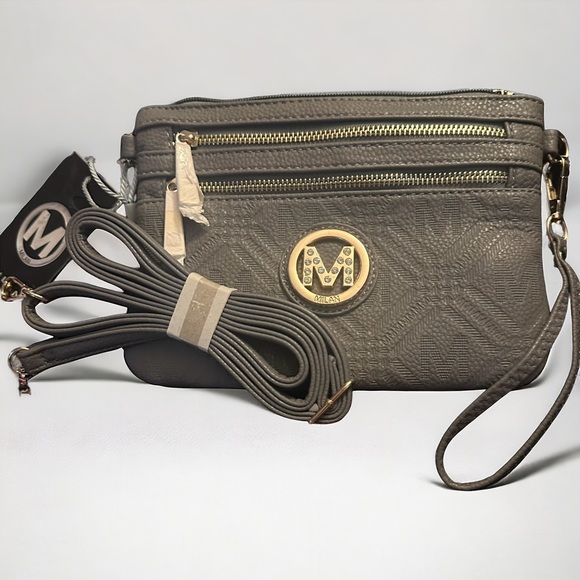 Milan | Bags | Milan Gray Signature Wristlet Crossbody Bag | Poshmark